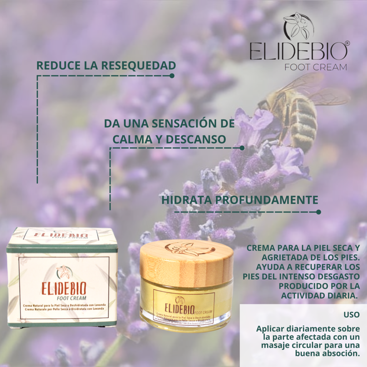 Elide Foot Natural Cream with Lavender - ElideBio